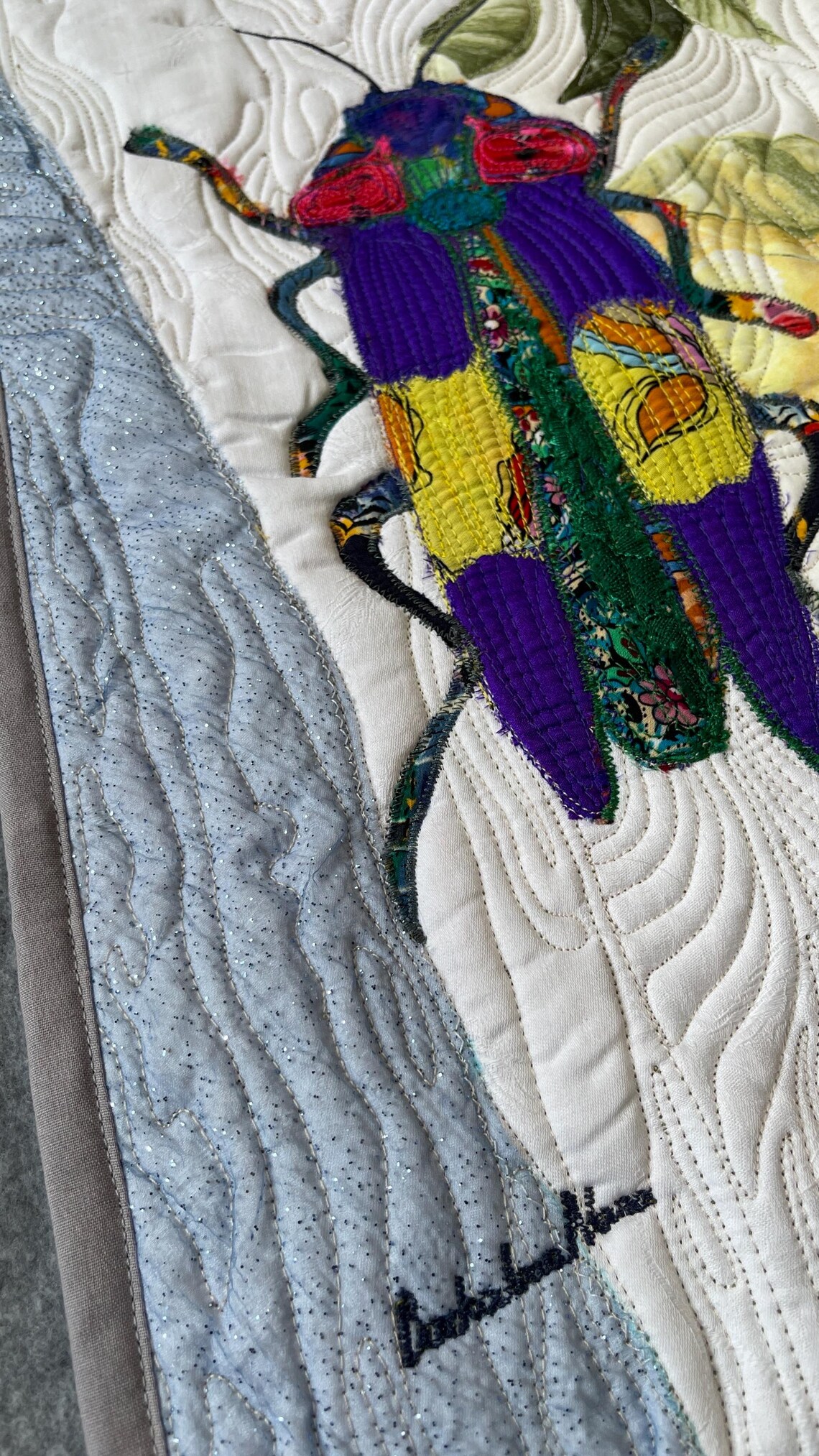 Insect Textile Art Quilt "spring Creatures #1"- Nature Inspired Wall ...