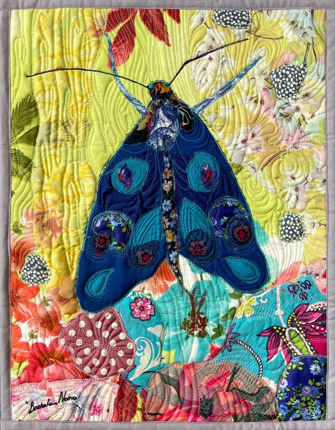Insect Textile Art Quilt "flower Wings #2"- Nature Inspired Wall ...