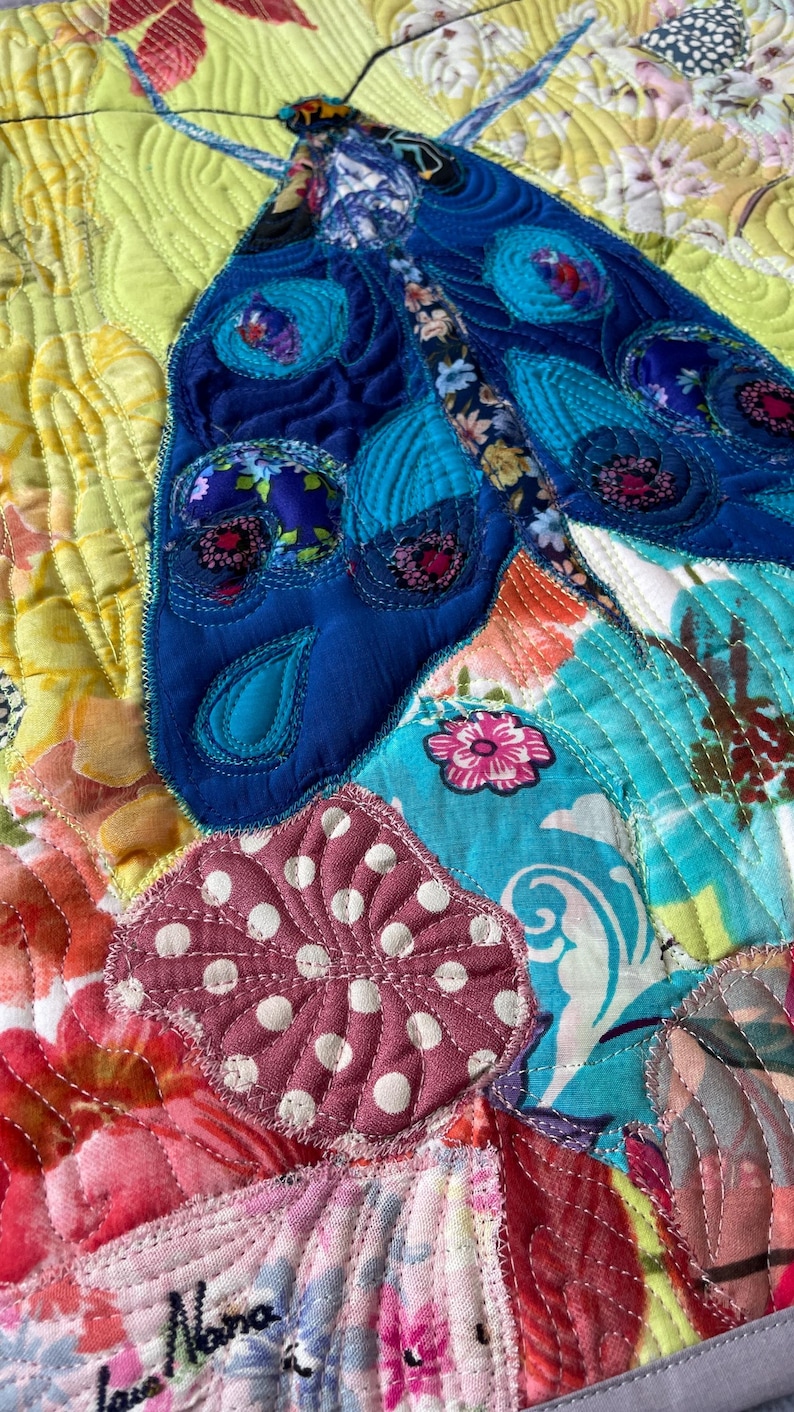 Insect Textile Art Quilt "flower Wings #2"- Nature Inspired Wall ...