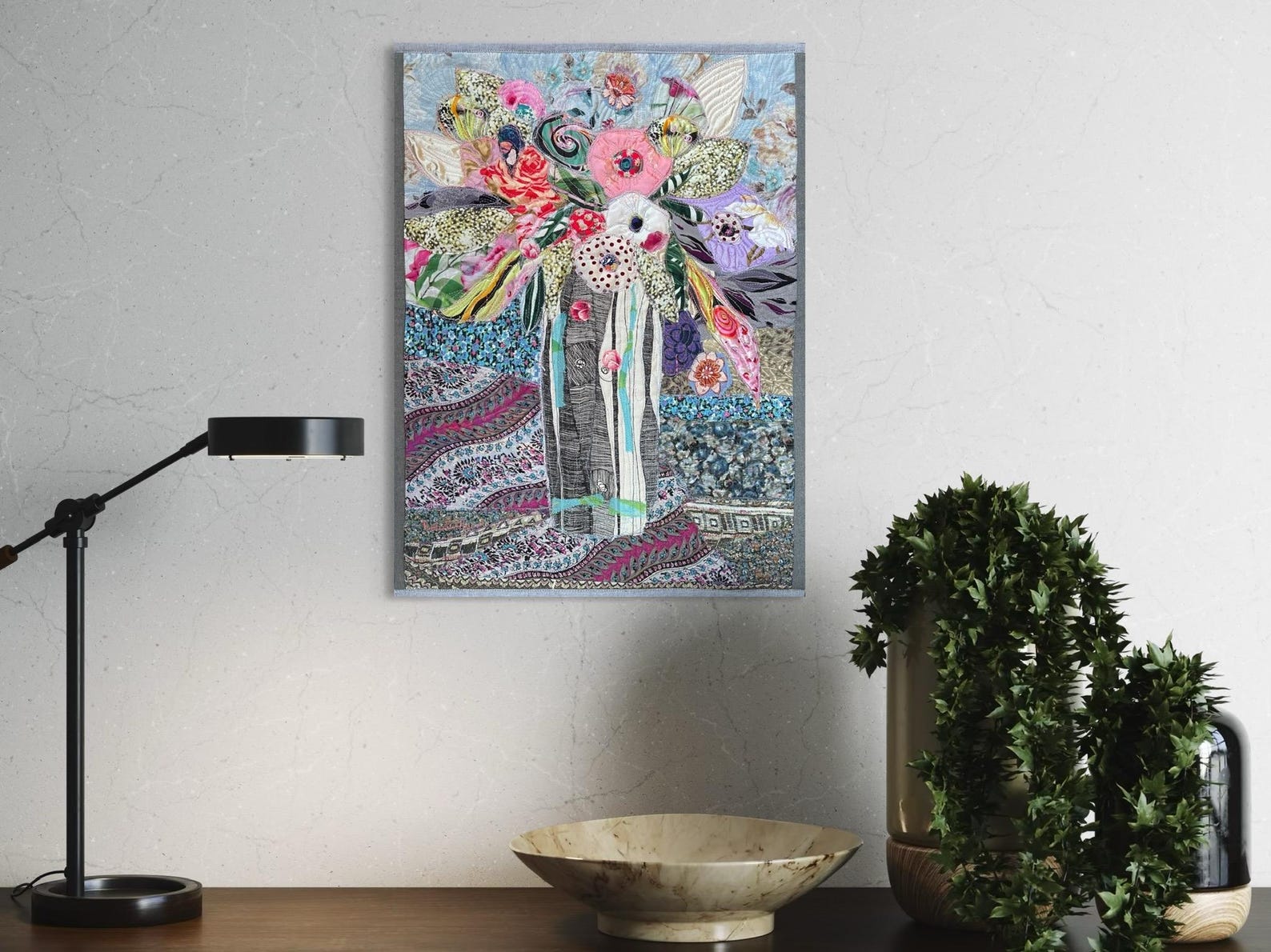 Graphic Still Life - Floral Artwork for Gift, Wall Art Quilt, Modern ...