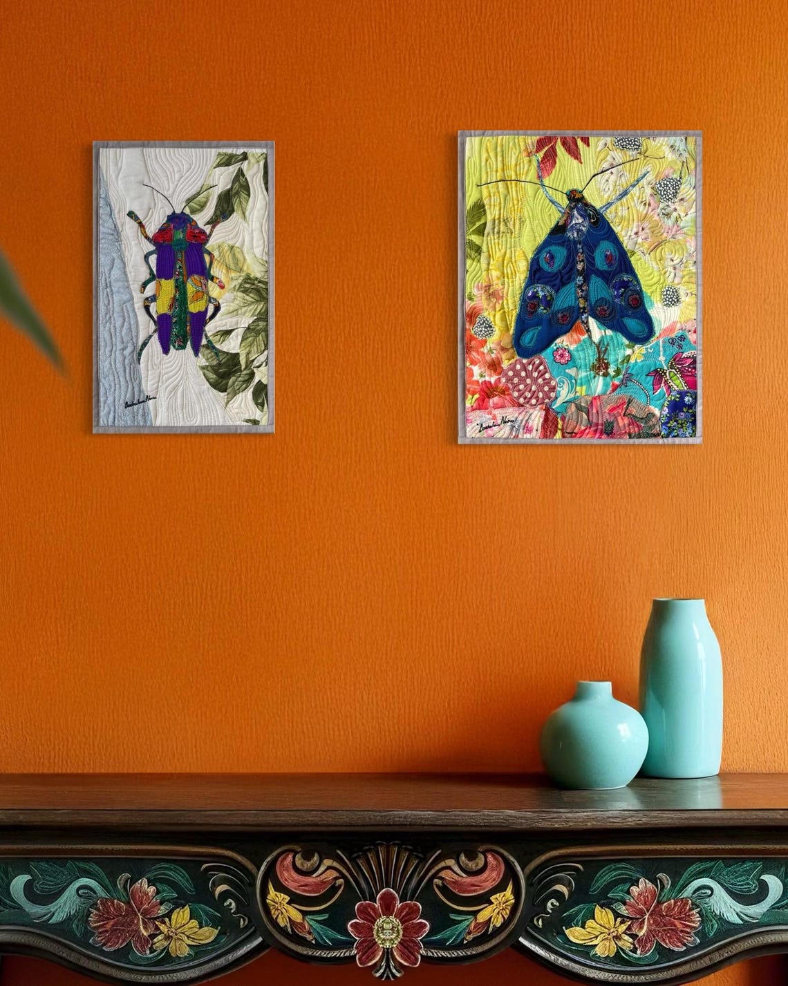 Insect Textile Art Quilt "spring Creatures #1"- Nature Inspired Wall ...