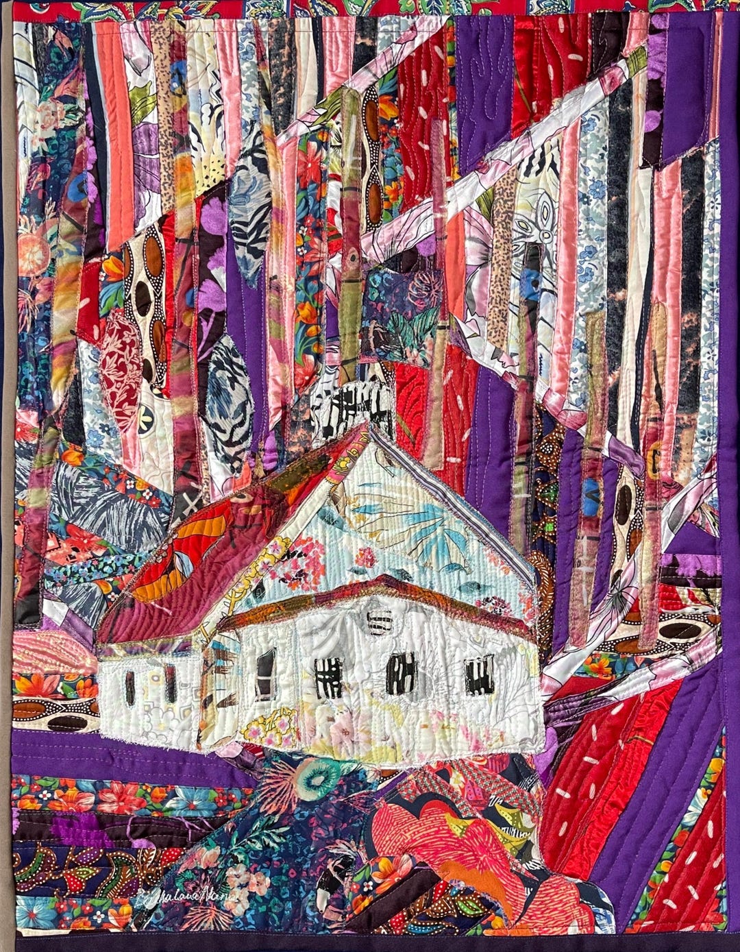 Textile Quilt Art - Aurora Borealis - Art Quilt Wall Hanging, Modern ...