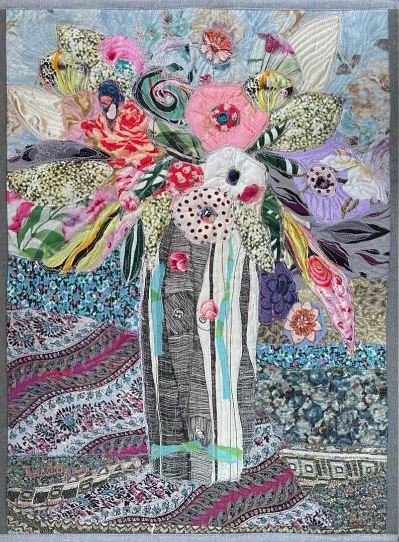 Graphic Still Life - Floral Artwork for Gift, Wall Art Quilt, Modern ...