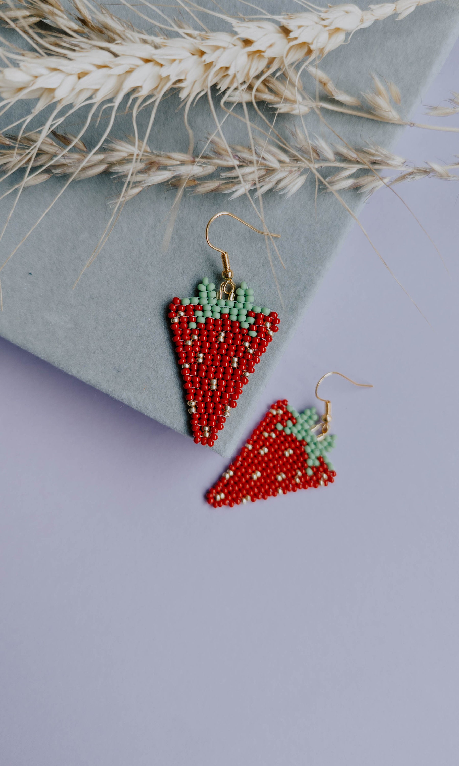 Strawberry Beaded Earrings Flower Bead Earrings Boho Plant Fringe Seed ...