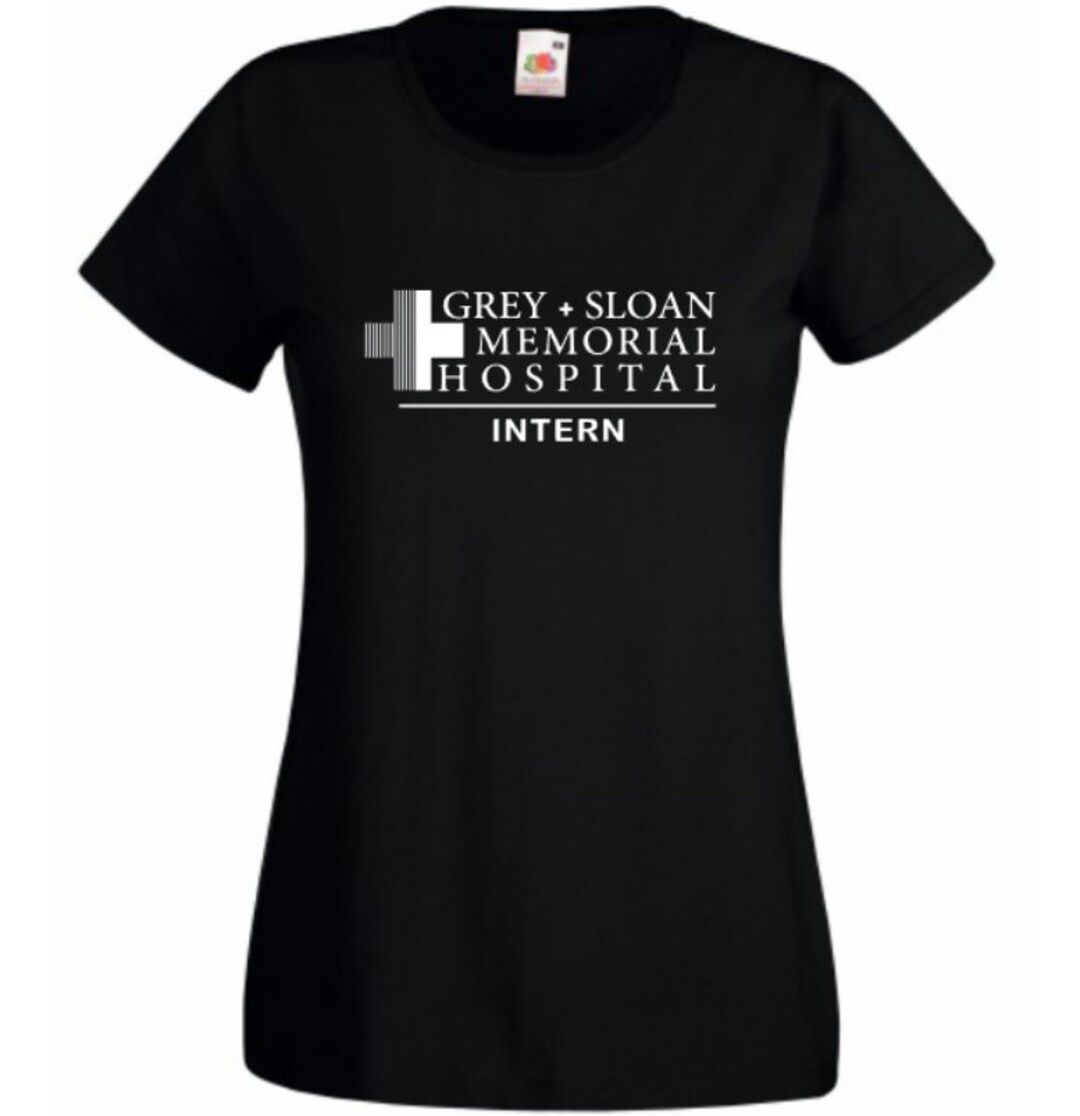 Black Greys Anatomy Intern T Shirt Ladies Top Graphic Fashion Grey's TV ...