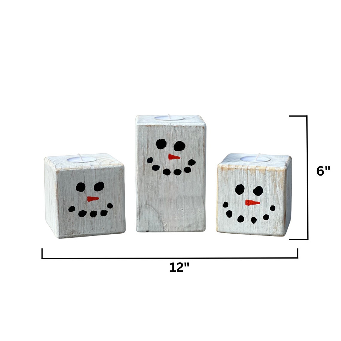Set of 3 Snowmen Tea Light Holders - Etsy