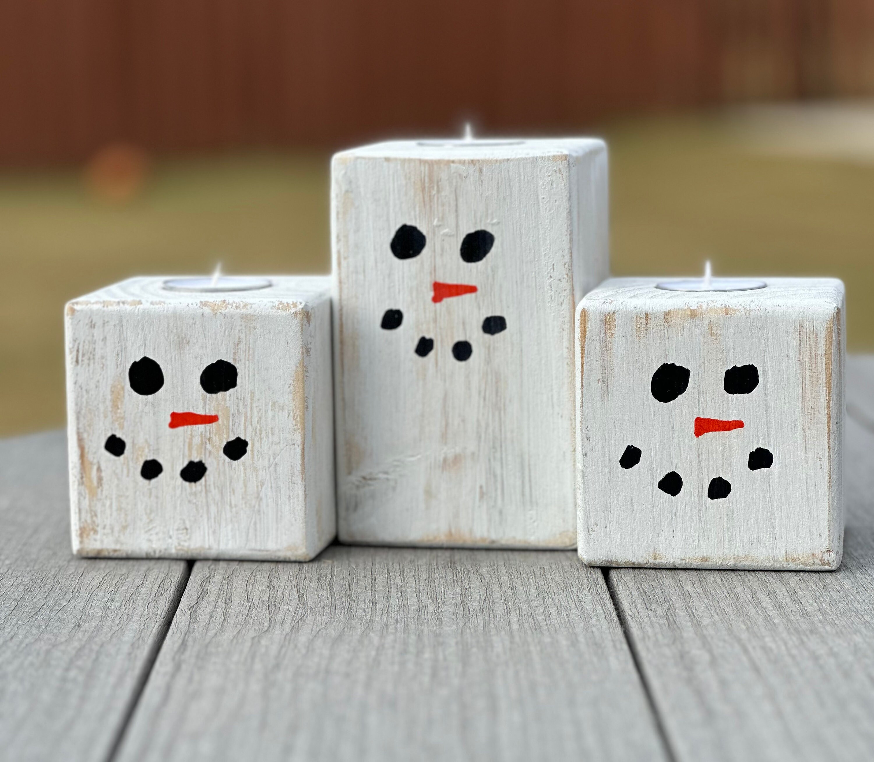 Set of 3 Snowmen Tea Light Holders - Etsy