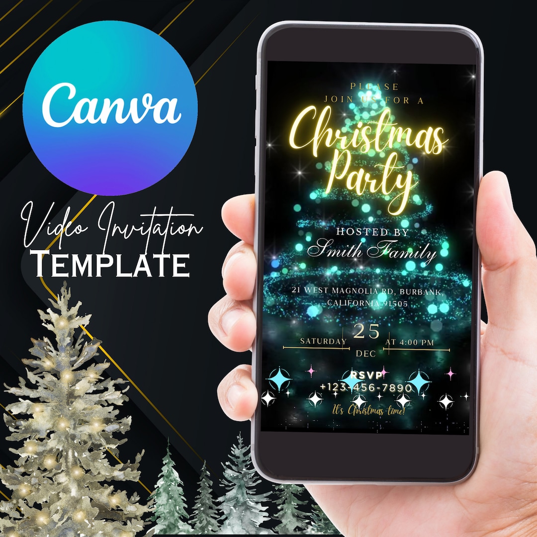 Animated Christmas Party Invitation DIY Sparkle Christmas - Etsy