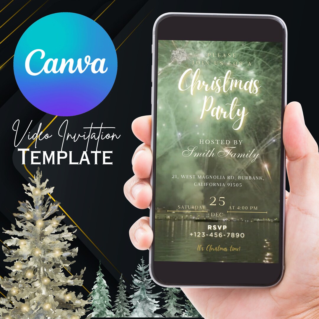 Animated Christmas Party Invitation Diy Sparkle Christmas Etsy