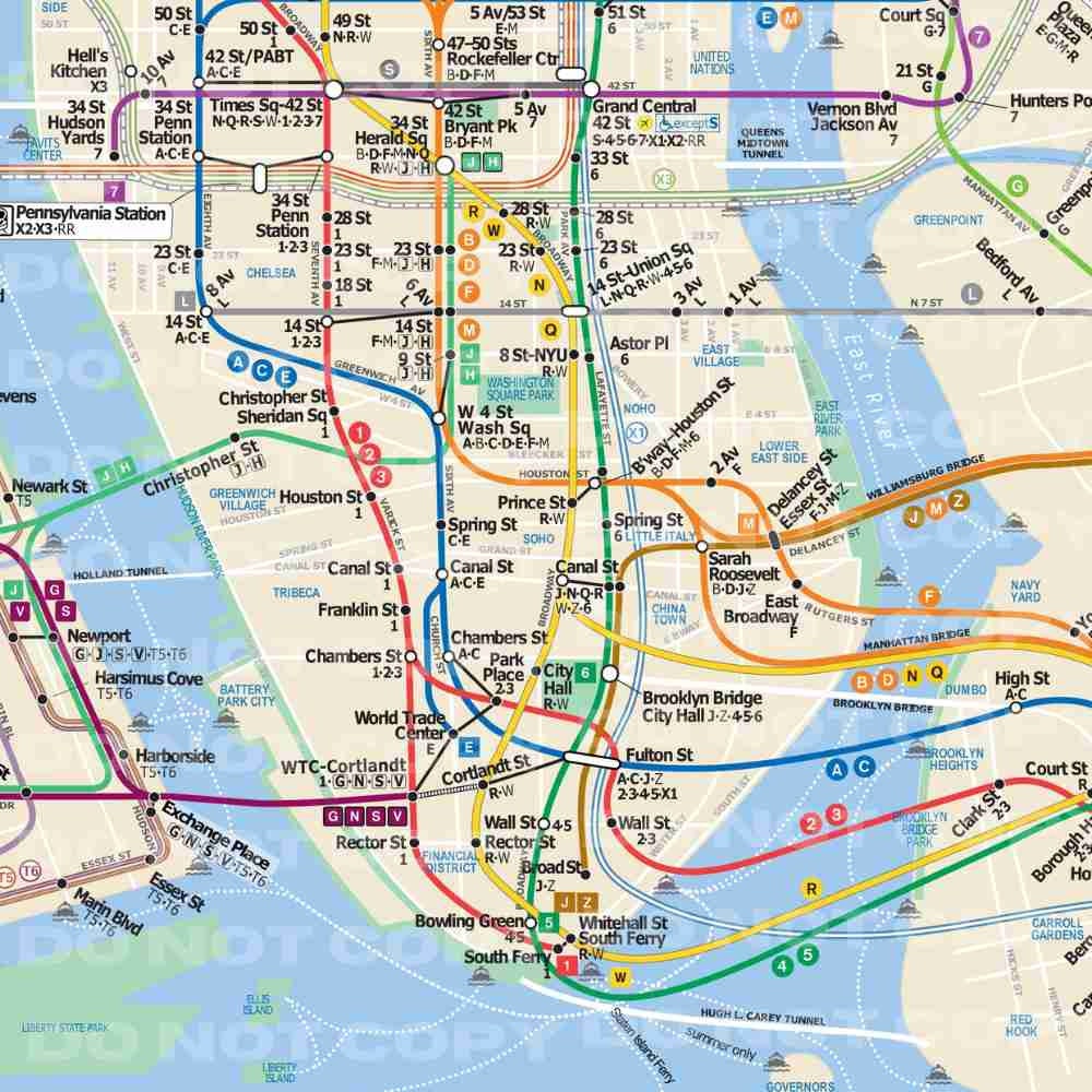 New York City Manhattan Subway Map Digital 12x12 Background JPG SVG ...