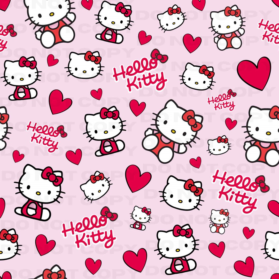 Kitty Valentine's Day Seamless 12x12 Digital Background, Kitty JPG SVG ...