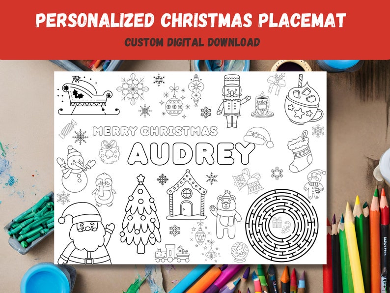 Editable Coloring Christmas Paper Placemats, Christmas Activities ...