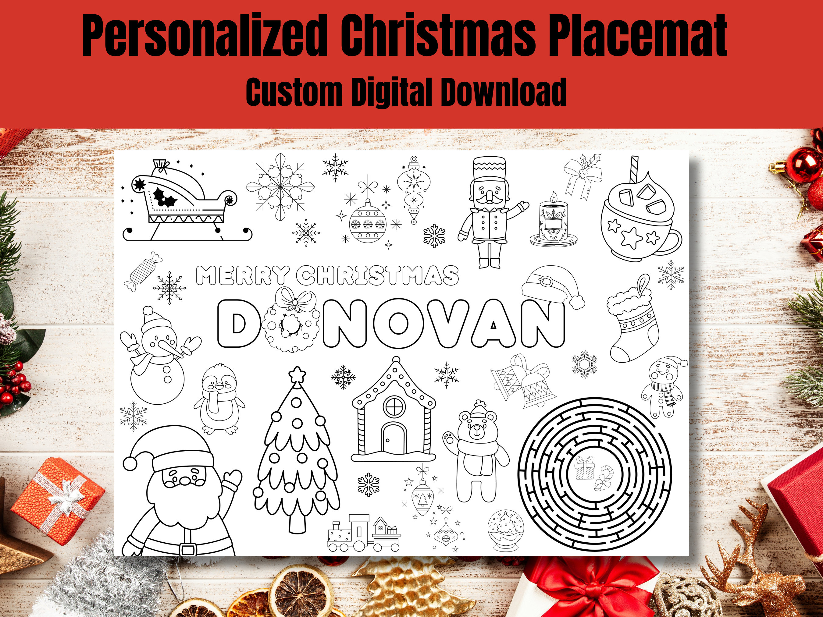 Editable Coloring Christmas Paper Placemats, Christmas Activities ...