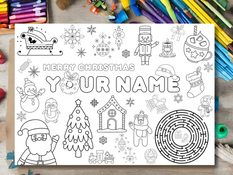 Editable Coloring Christmas Paper Placemats, Christmas Activities ...