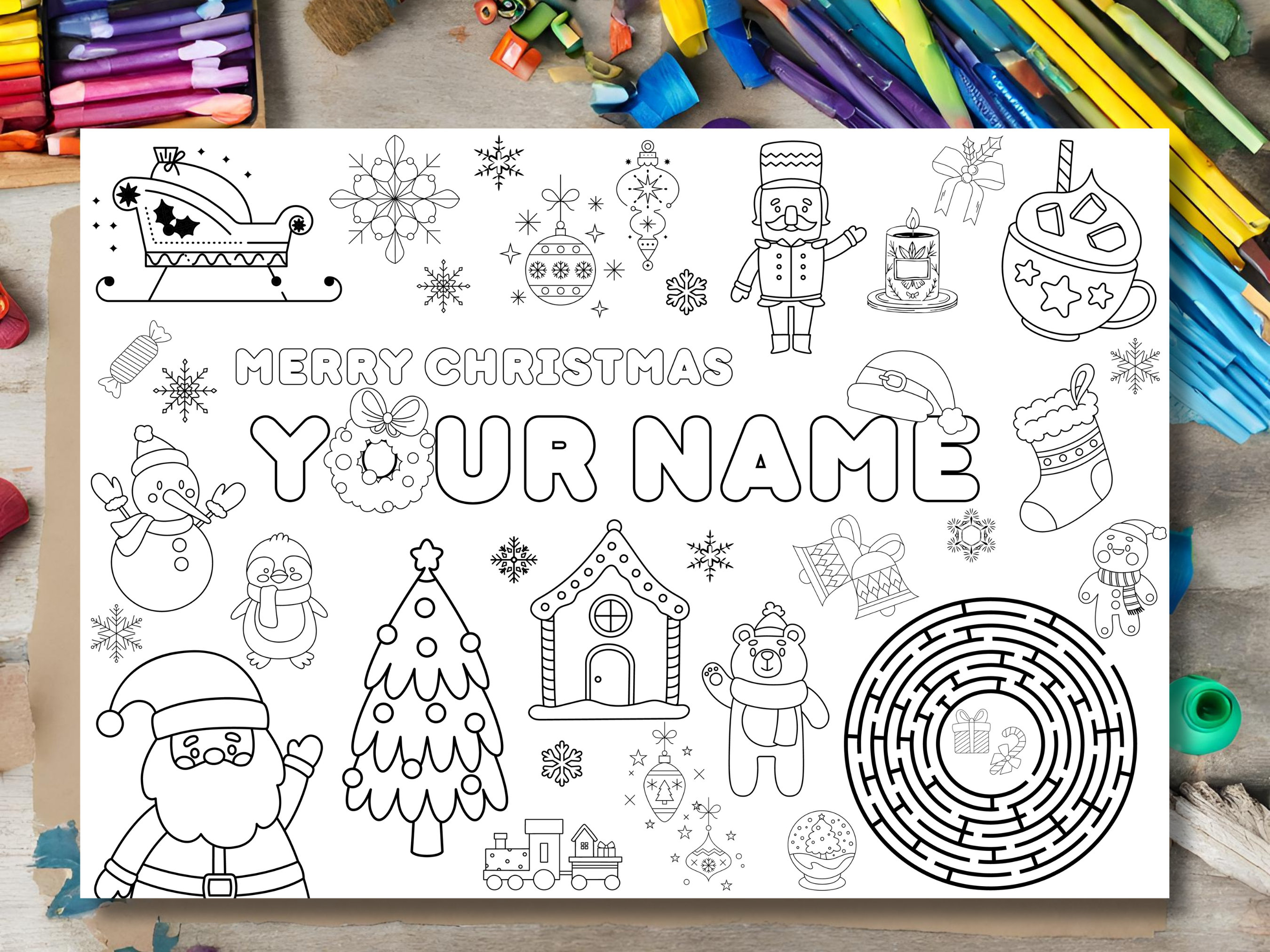 Editable Coloring Christmas Paper Placemats, Christmas Activities ...