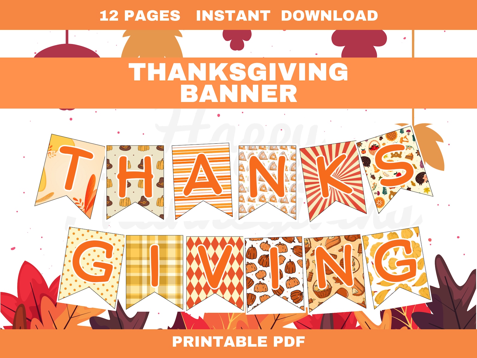 Thanksgiving Banner Printable, Autumn Bulletin Board Decor (PDF) - Etsy