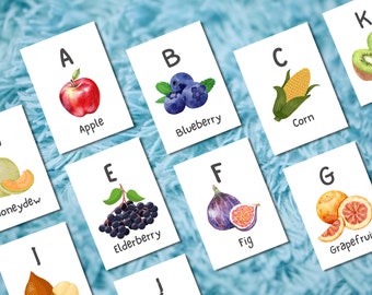 Fruits Cards Printable Flash Cards Preschool Flash Card Learning Fruits ...