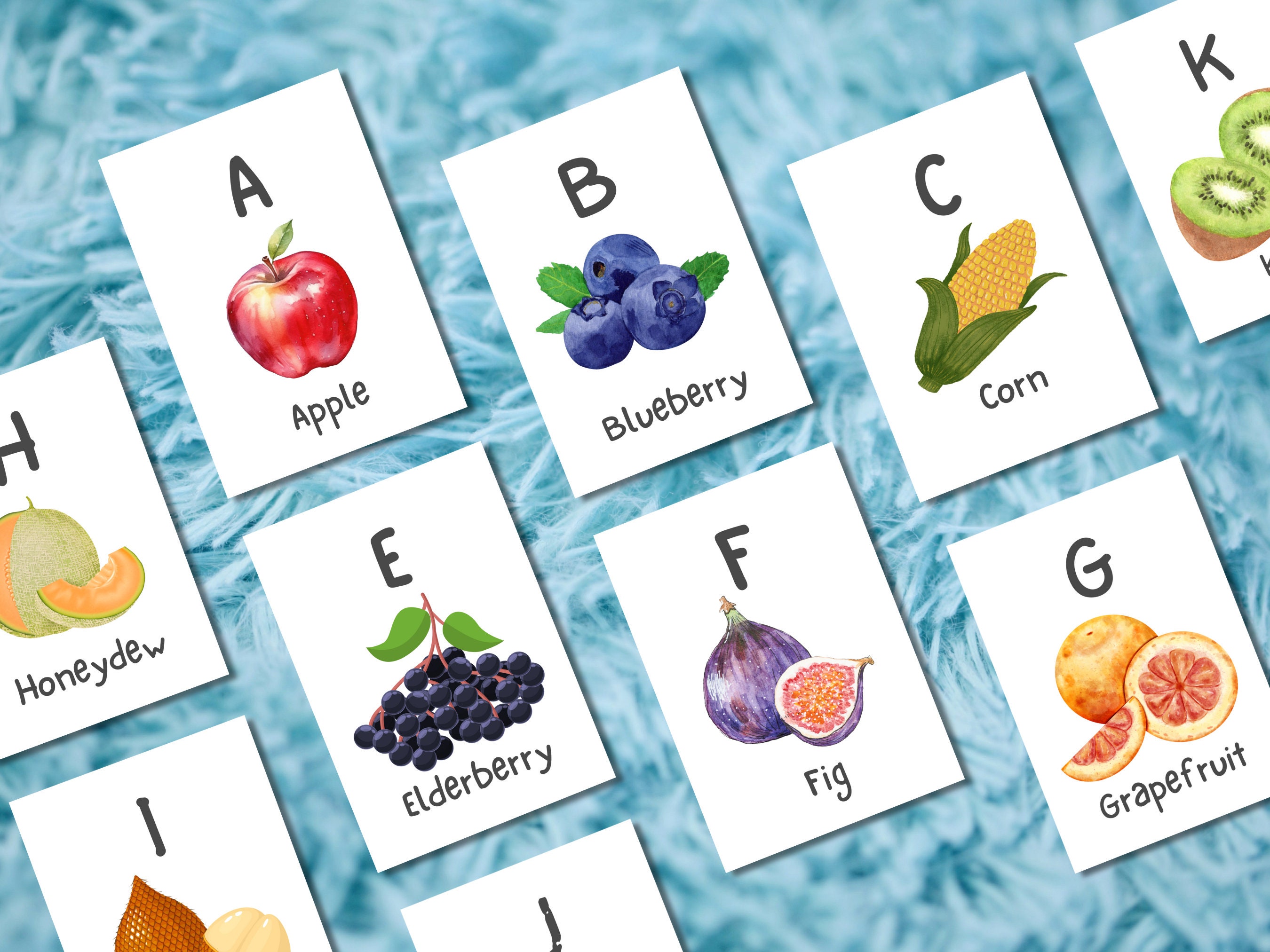 Fruits Cards Printable Flash Cards Preschool Flash Card Learning Fruits ...