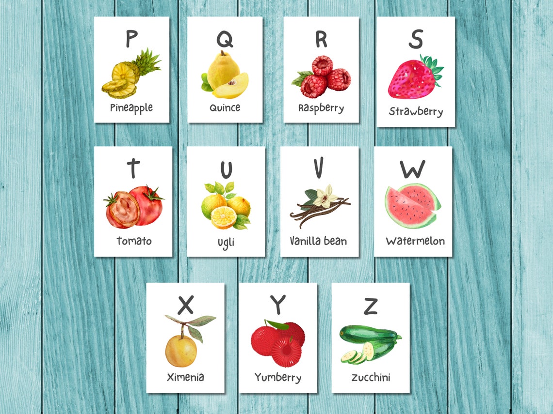 Fruits Cards Printable Flash Cards Preschool Flash Card Learning Fruits ...