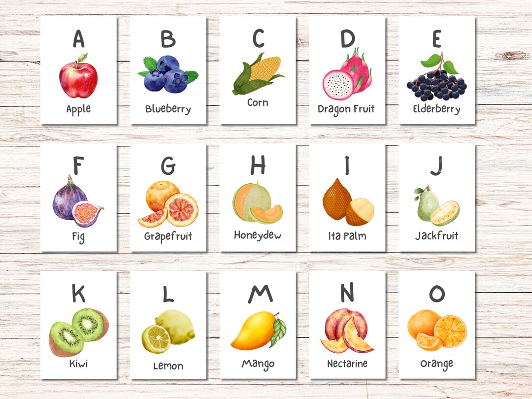 Fruits Cards Printable Flash Cards Preschool Flash Card Learning Fruits ...