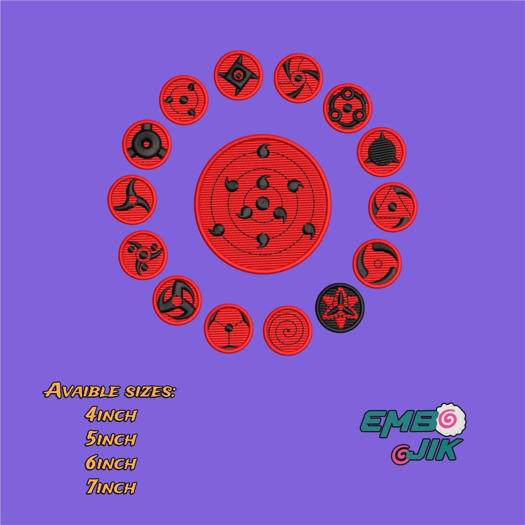 Sharingan Embroidery Design Collection - Naruto Anime Inspired Patch ...