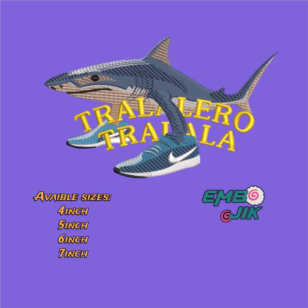 Tralalero Tralala Shark Meme Patch Embroidery – Meme Collection PES DST ...