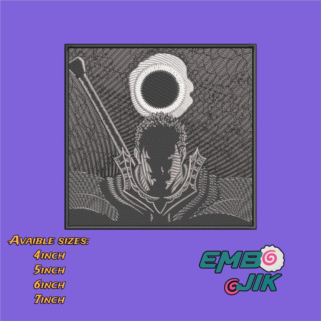 Guts Berserk Embroidery Design | Anime Silhouette PES DST Pattern ...