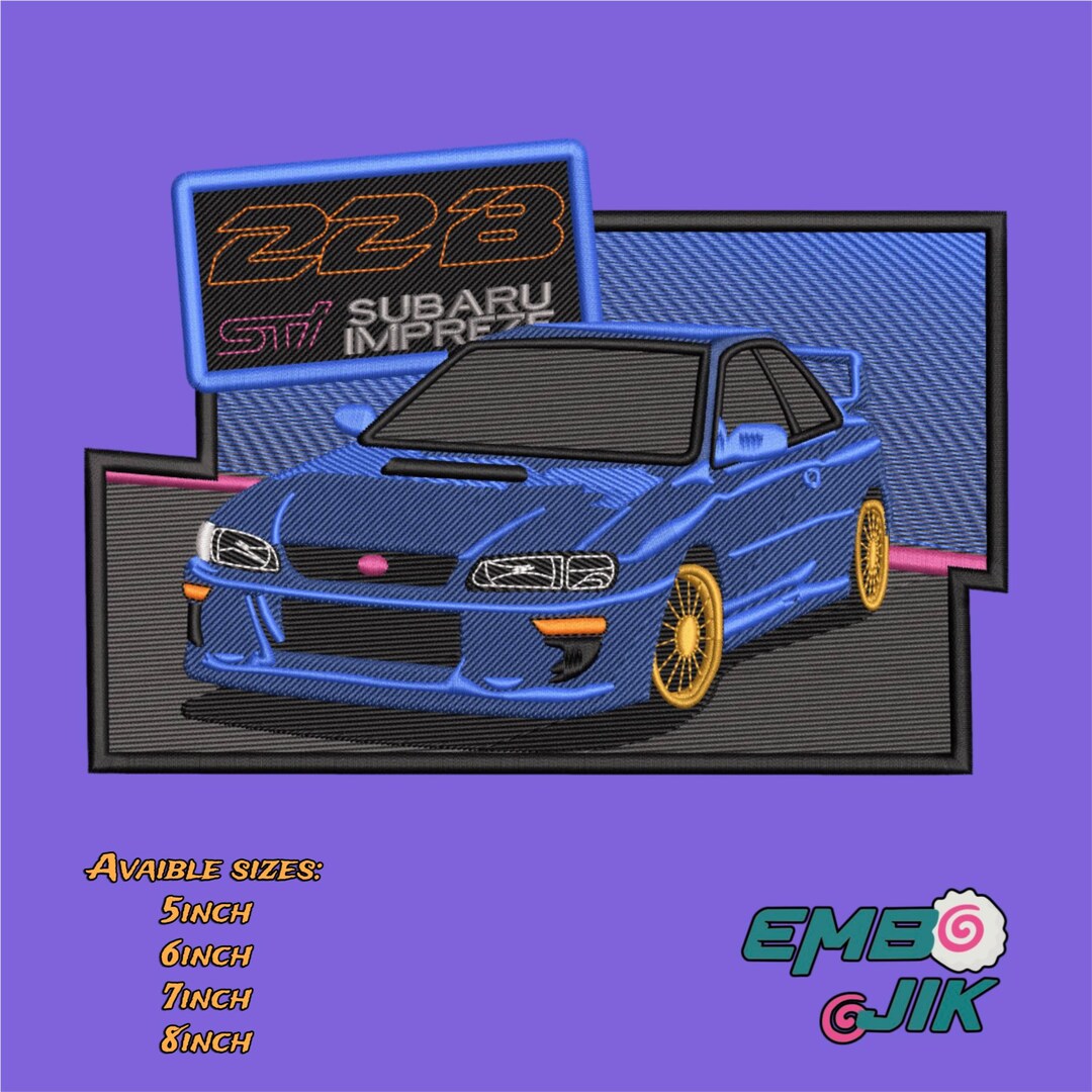 Subaru Impreza 22B Sti Embroidery Design – JDM Car Patch File for PES ...