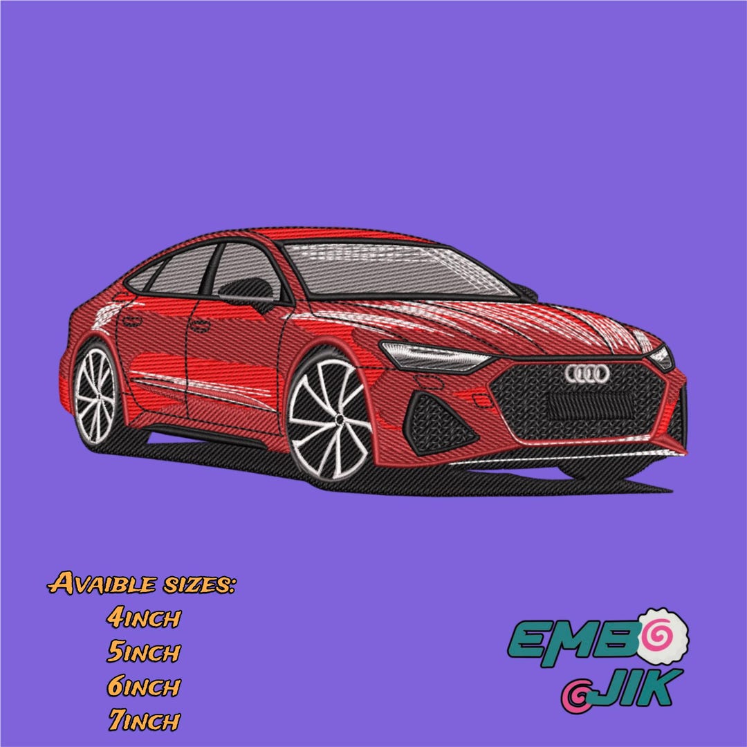 Audi RS7 Car Embroidery Design - Luxury Sport Car Patch - Machine ...
