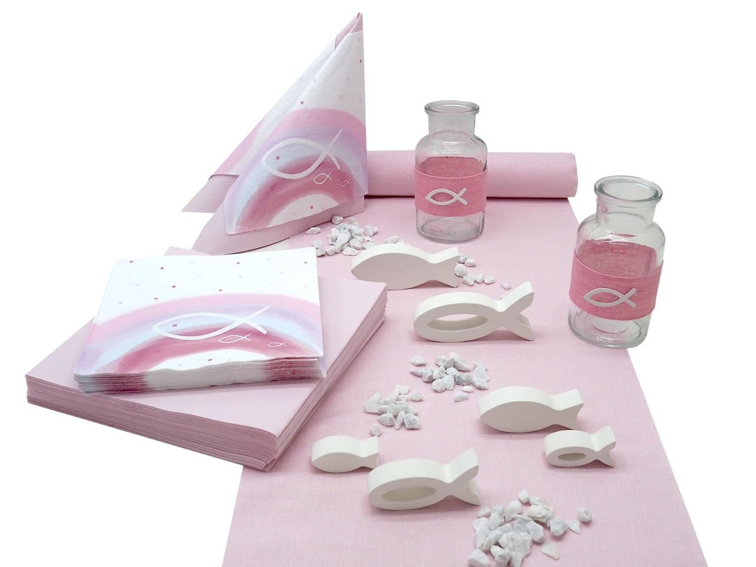 Table Decoration for Communion, Confirmation, Baptism, Pink, Rose ...