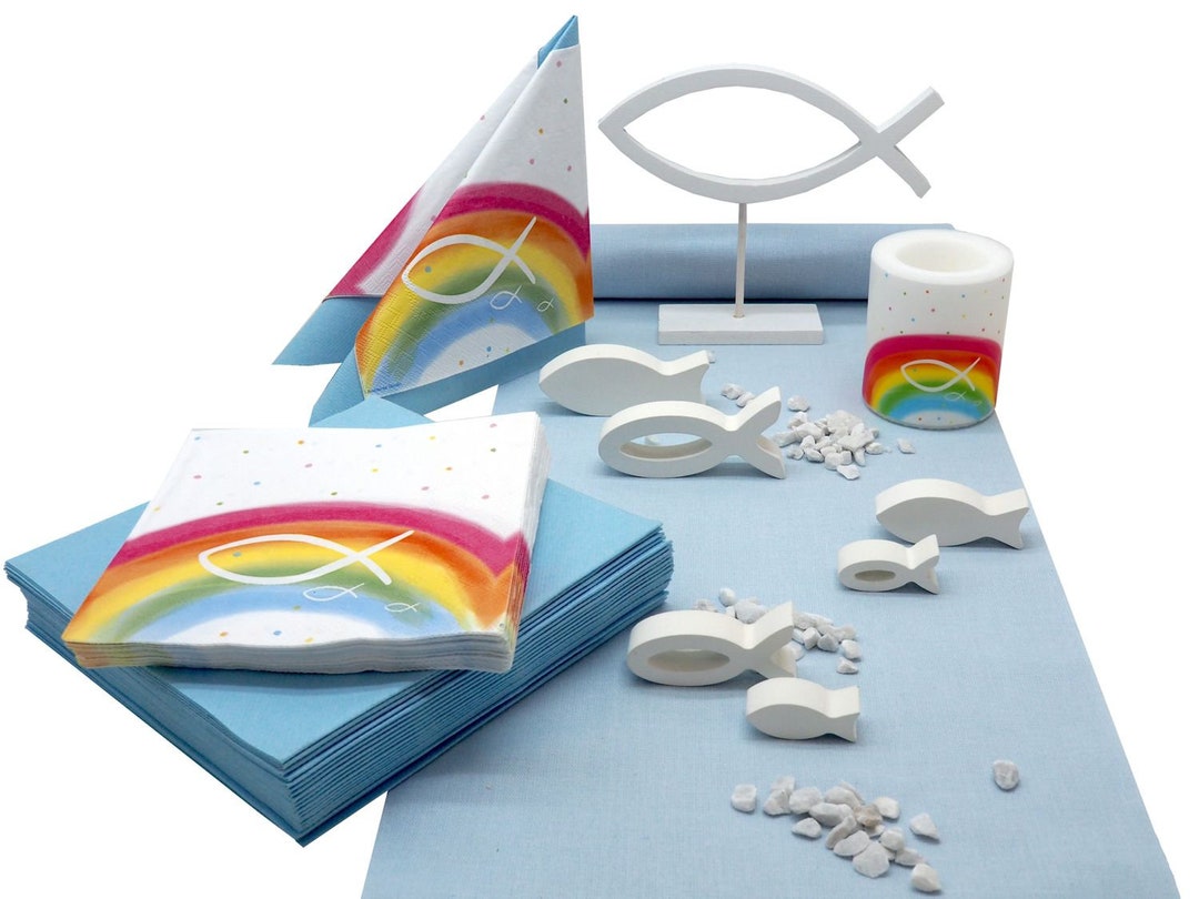 Communion/confirmation Table Decoration Rainbow Light Blue Colorful ...