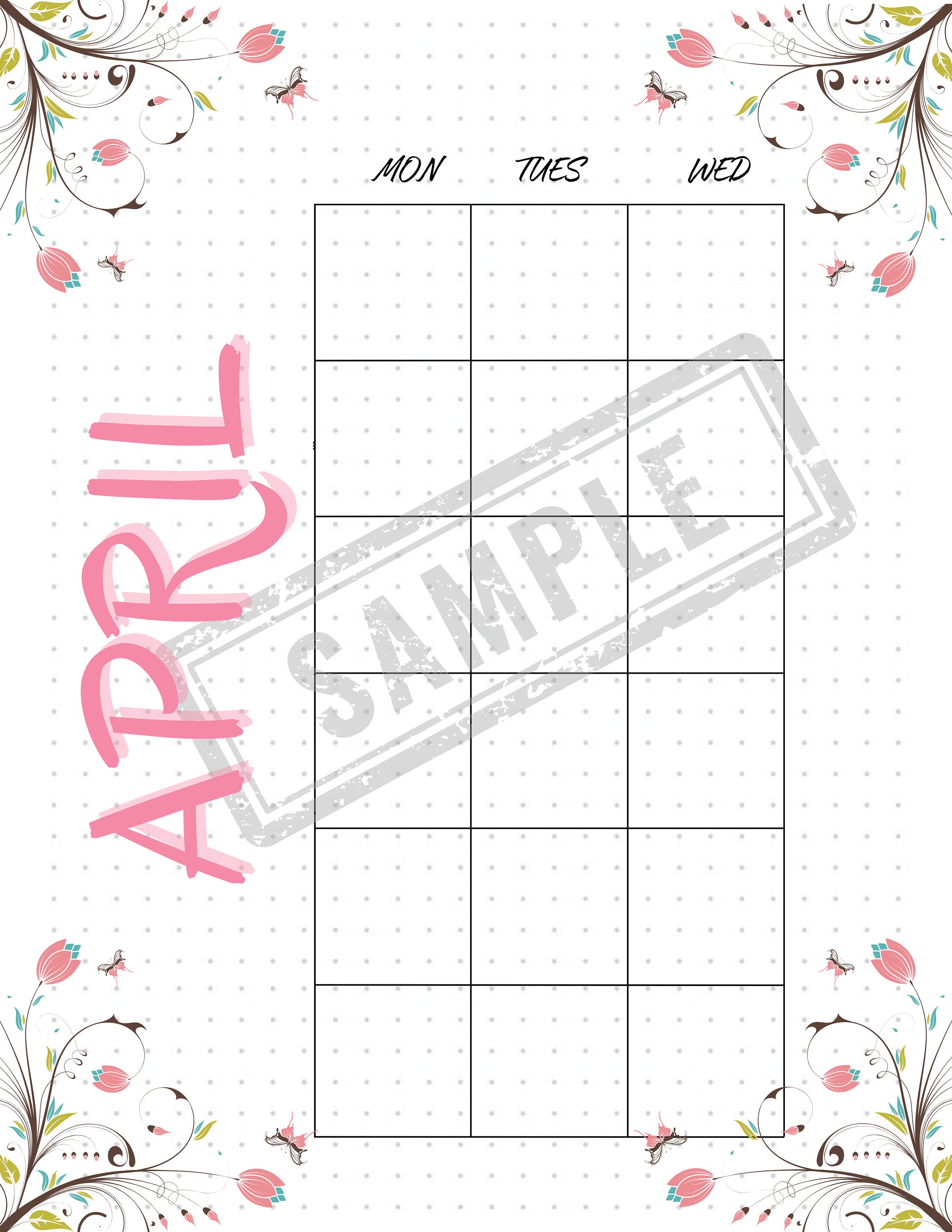 April Double Page Calendar Bullet Journal Page - Etsy