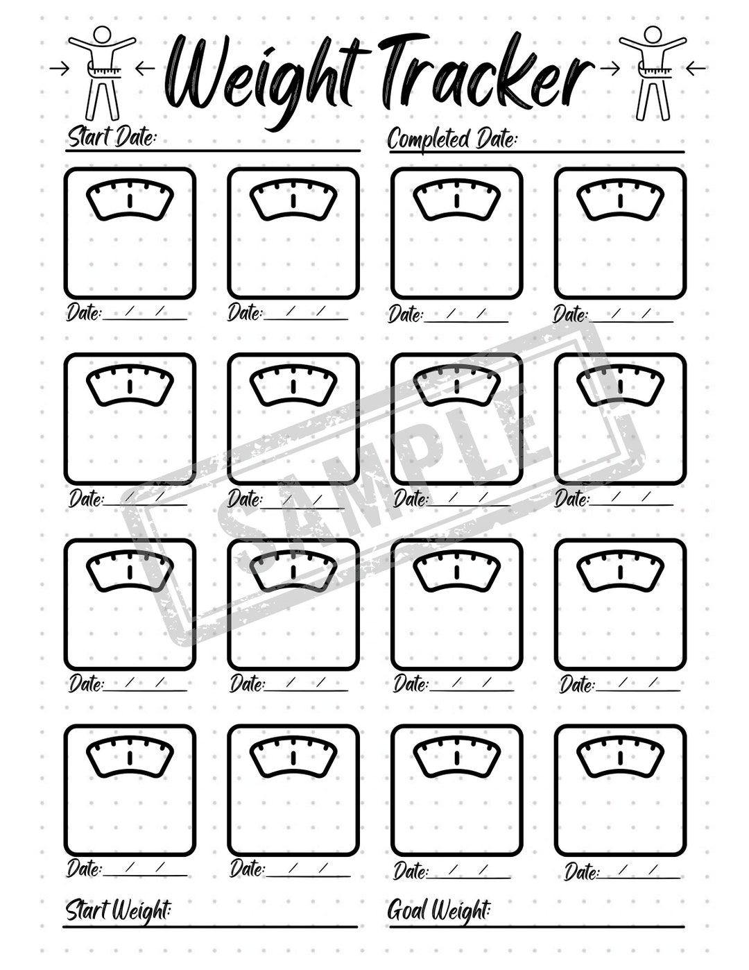 Weight Tracker - Bullet Journal Page - - Etsy