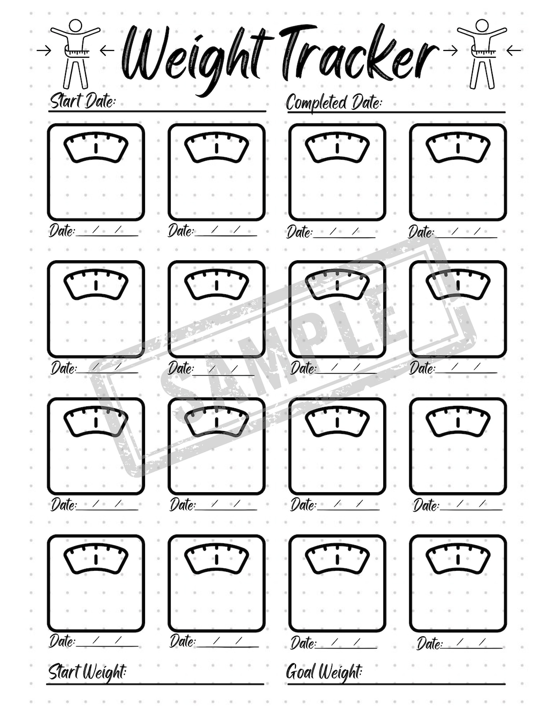 Weight Tracker - Bullet Journal Page - - Etsy