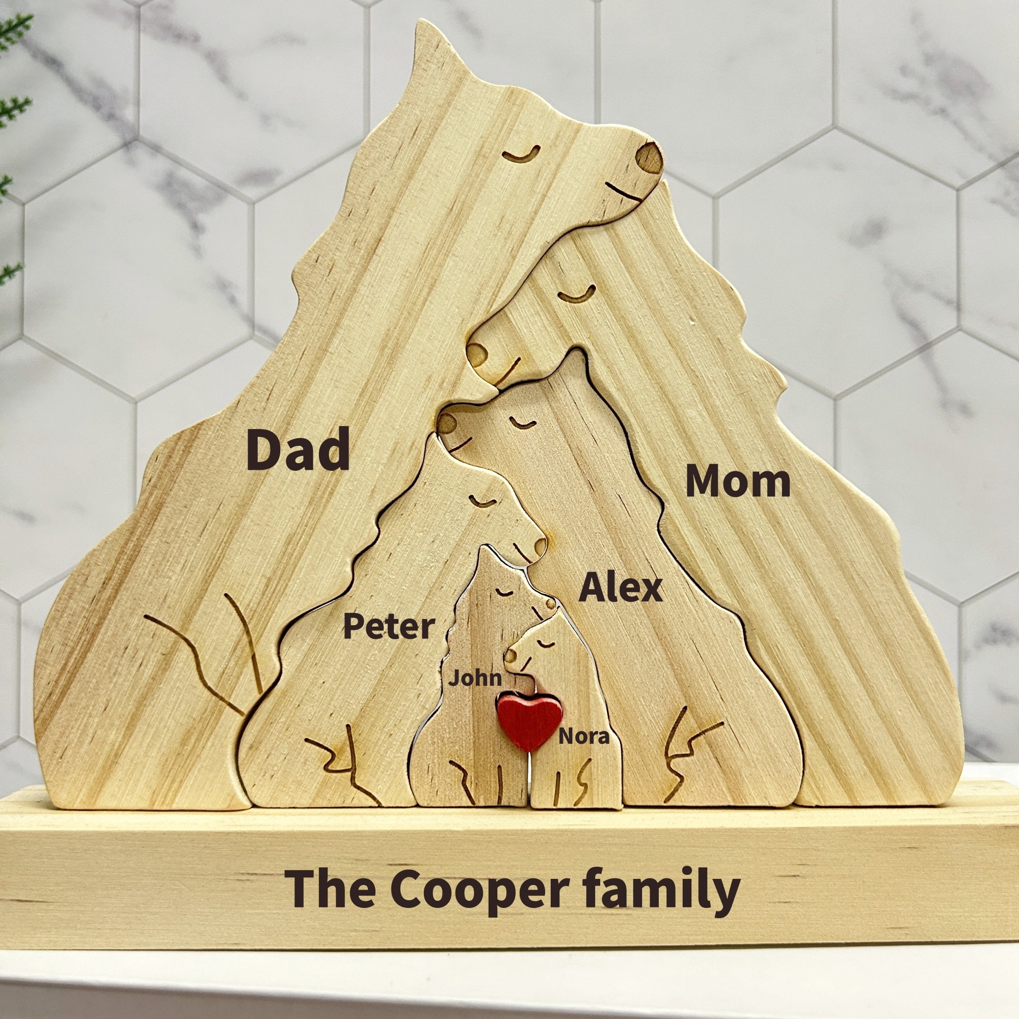 Custom Wooden Wolf Family Puzzle-family Name Puzzle-wolf Parent Child ...
