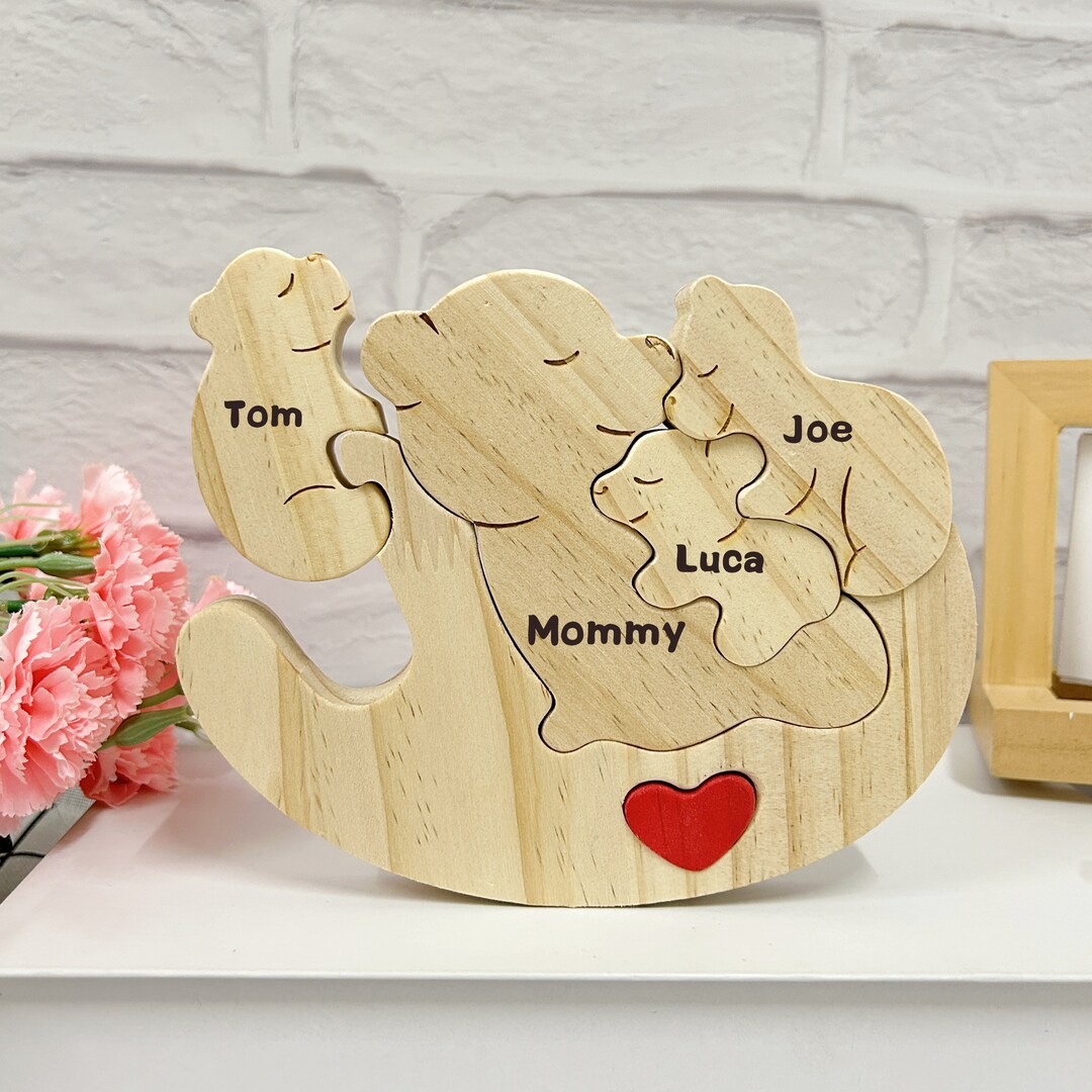 Personalized Family Wooden Bear Puzzle-wooden Bear Family Puzzle-wooden ...