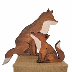 2 Cute Carved Wooden Foxes Home Decor-wall Art-door Frame Decor-wooden ...