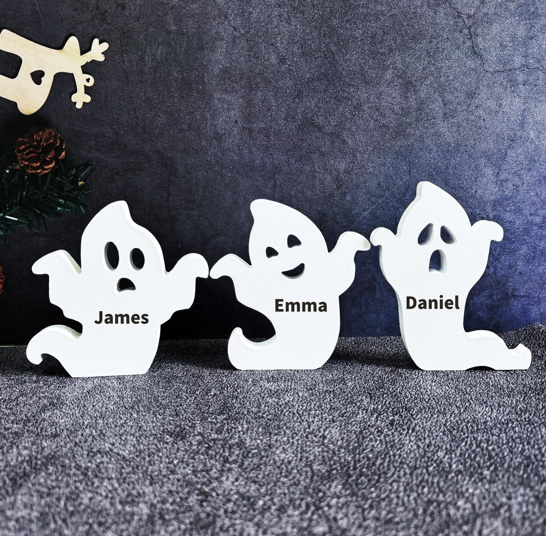 Halloween Custom Name Wooden Ghost Desk Decor,cute Halloween Decor ...