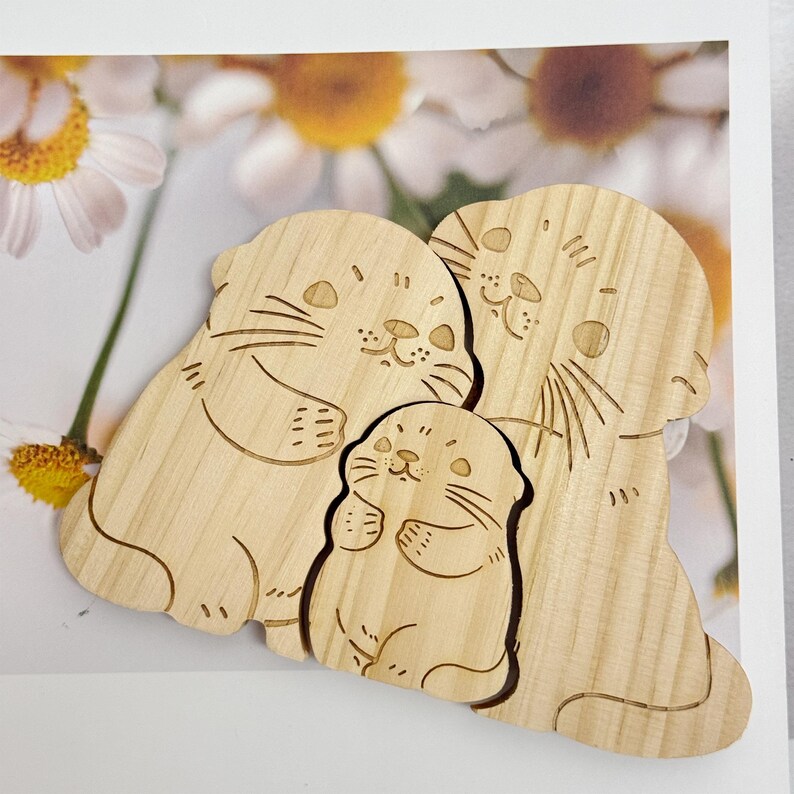 Personalized Wooden Otter Family Puzzle,engraved Family Name Puzzle ...