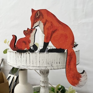 2 Cute Carved Wooden Foxes Home Decor-wall Art-door Frame Decor-wooden ...