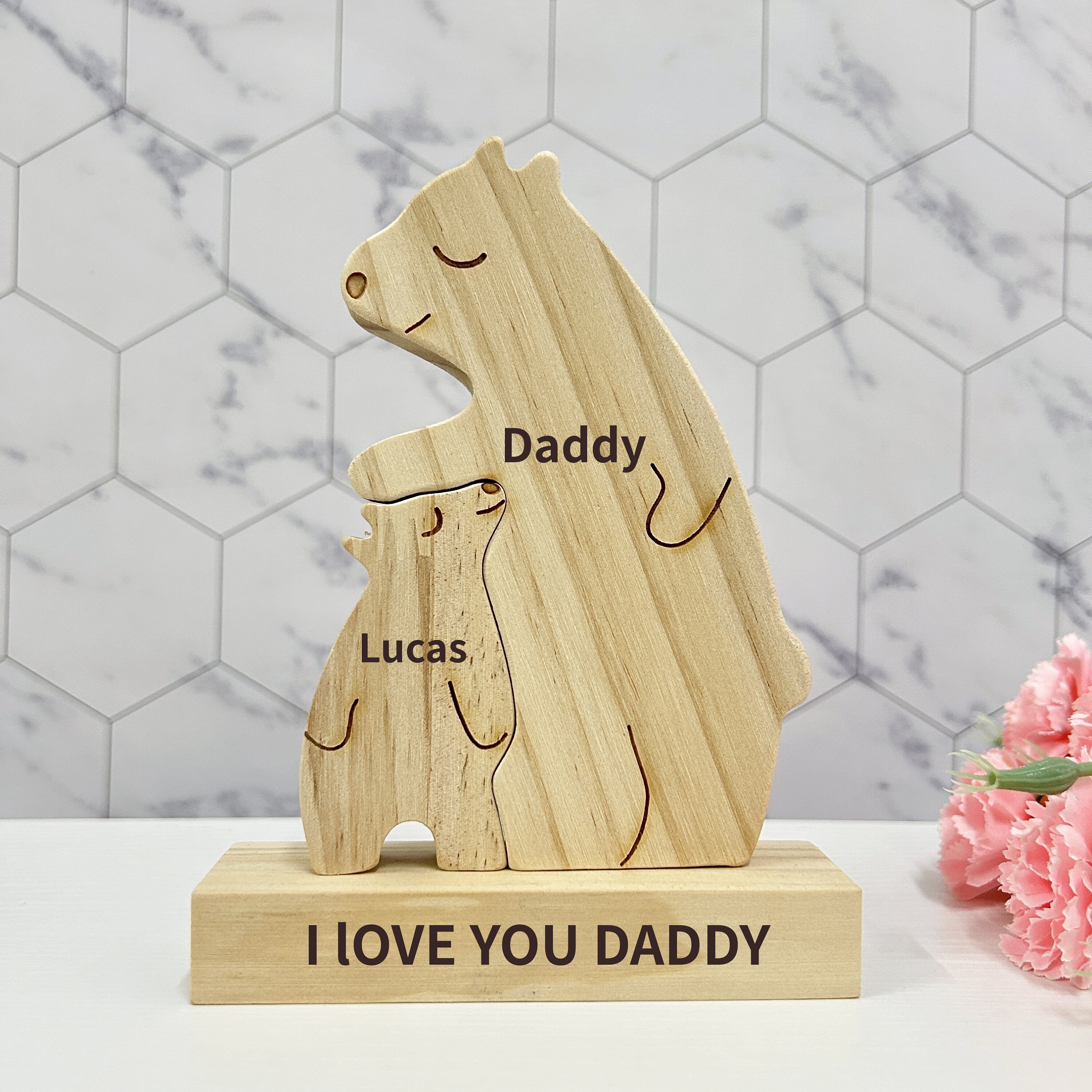 Custom Wooden Bear Family Puzzle-engraved Family Name Puzzle-family ...