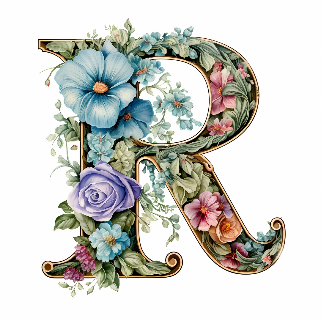 Alphabet Letter R Png Letter R Clipart Watercolor Flower - Etsy
