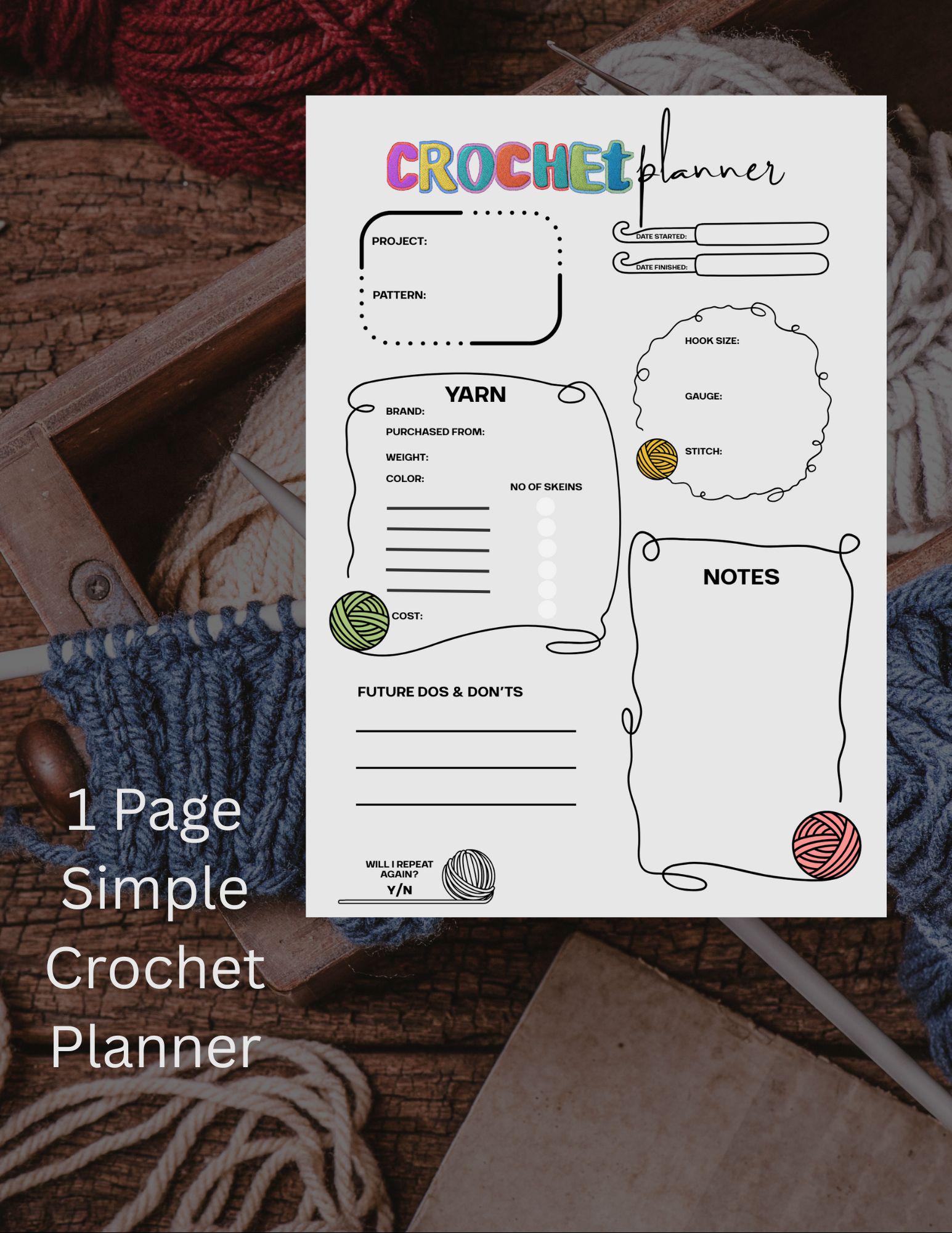 Simple Crochet Planner Page Digital Crochet Planner Printable Crochet ...