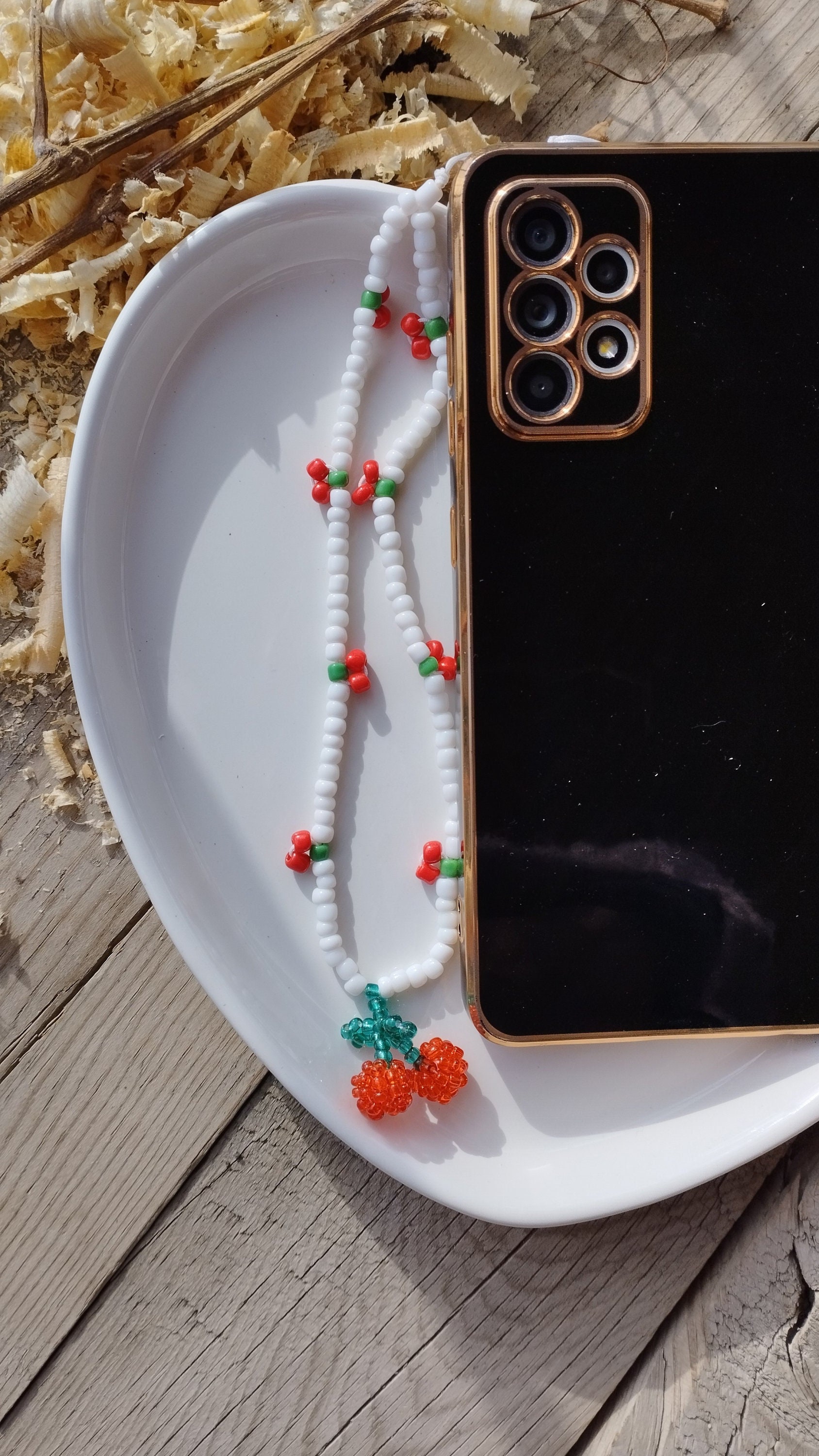Fruit Jewelry, Red Cherry Phone Charm, Beaded Y2k Phone Strap,accessory ...