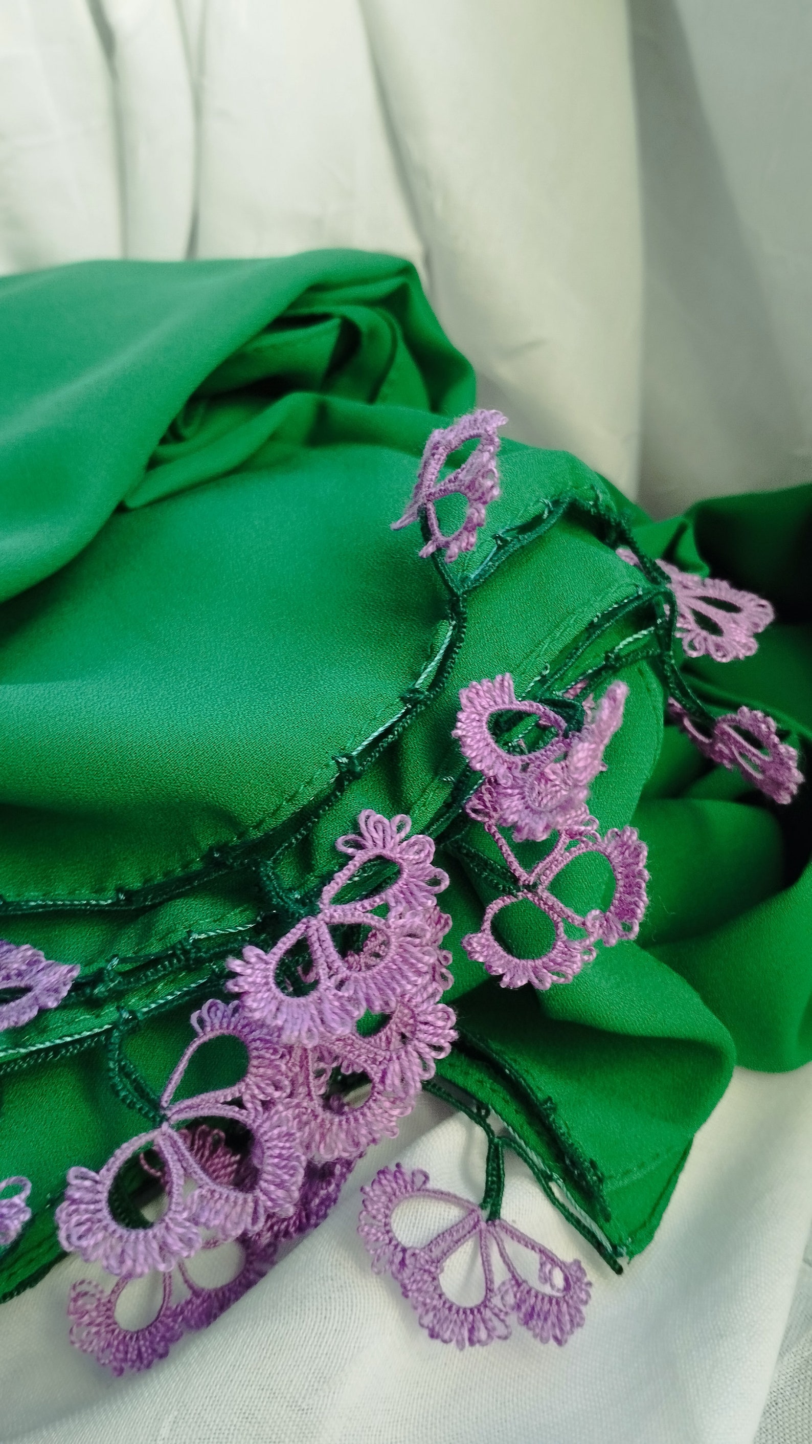 Green Turkish Oya Scarf Needle Lace Traditional Head Scarf - Etsy