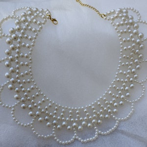 Hand Woven Pearl Collar Necklace: Bridal Wedding Jewelry - Etsy