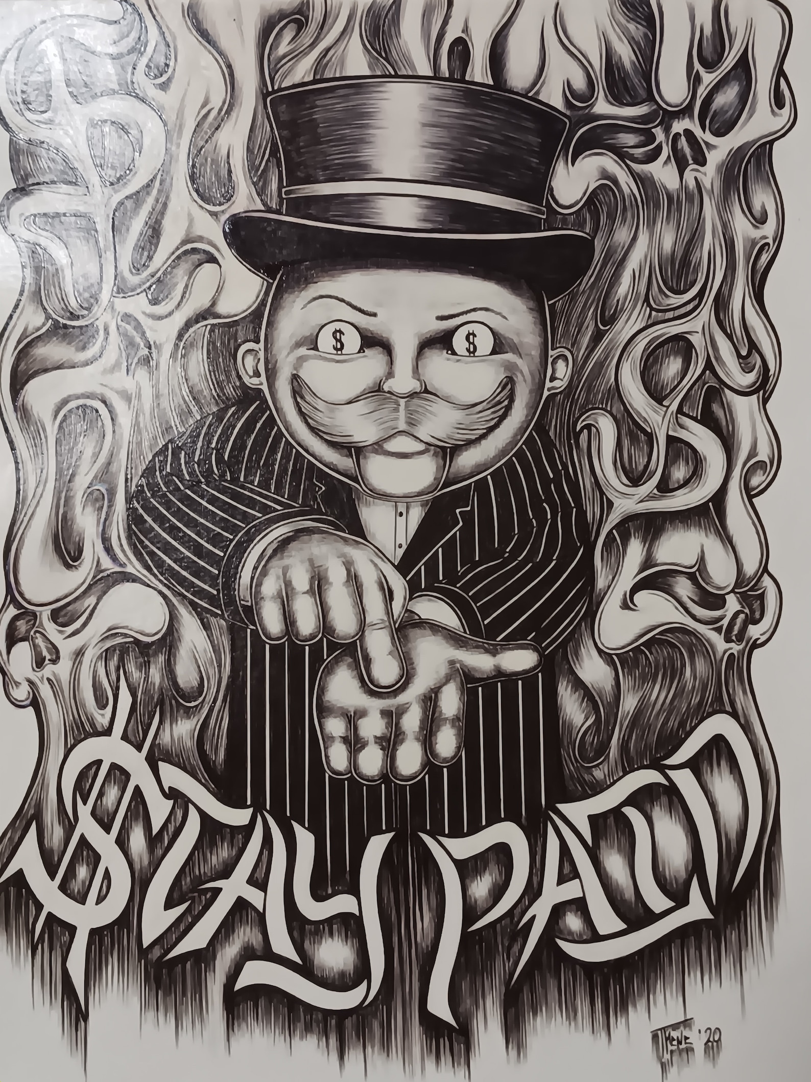 Monopoly Man Drawing in Pen - Etsy
