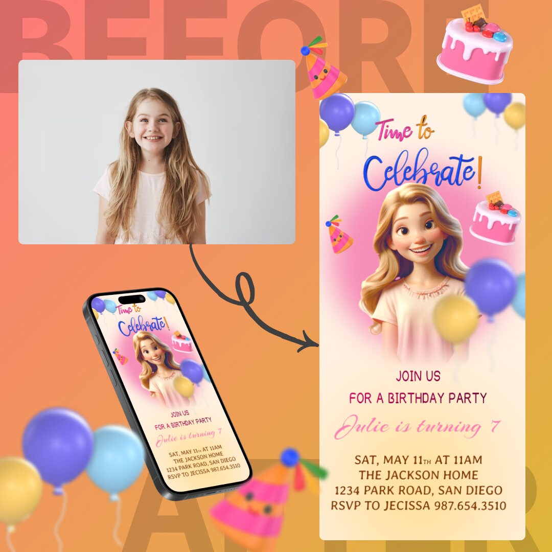 Pixar Style Birthday Invitation customize Any Other Invitation - Etsy