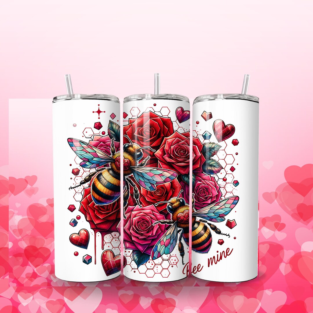 Bee Mine Bumblebee Hearts Valentines Day 20 Oz Skinny Tumbler ...