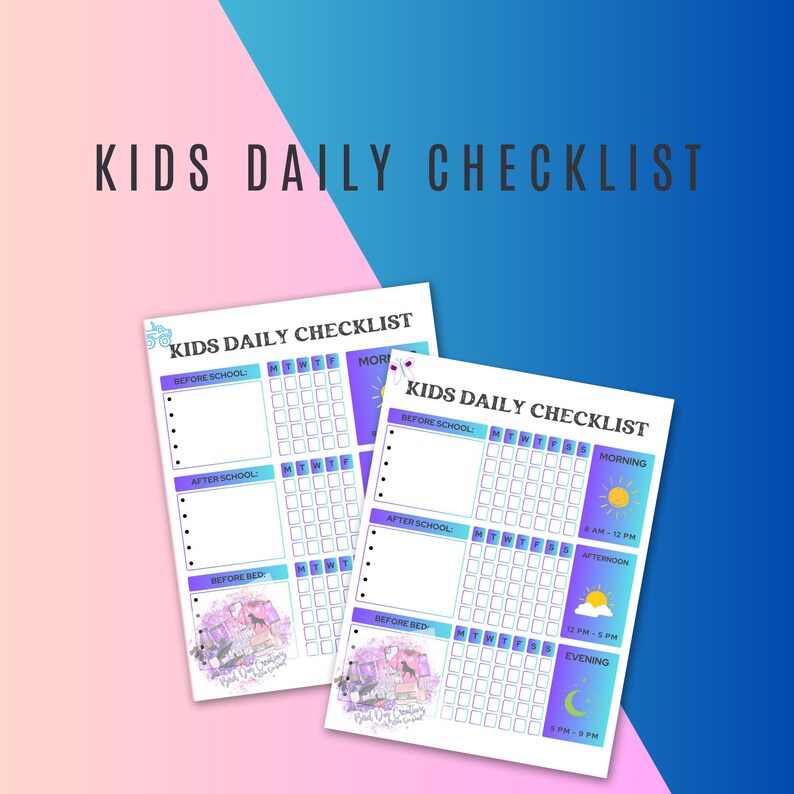 Kids Daily School Checklist, Responsibility Chart, to Do List, Editable ...